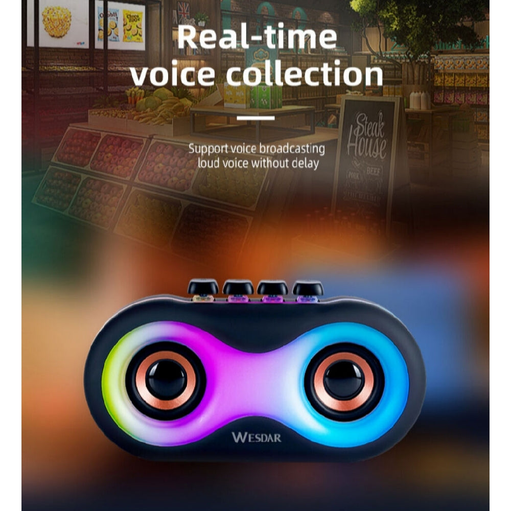 Wesdar - Parlante Bluetooth 5.3 1800mAh 7W con luz LED - Negro